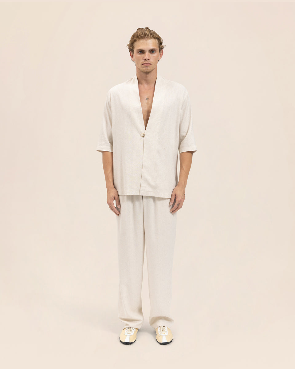 Cana Short Sleeve Linen Jacket - Ecru – By Jake Hall